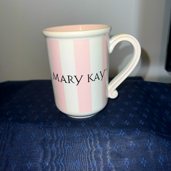Mary Kay | Dining | Mary Kay Coffee Mug Pink And White Stripes Gold ...
